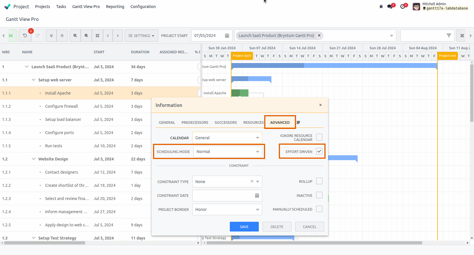 Bryntum Gantt for Odoo Docs